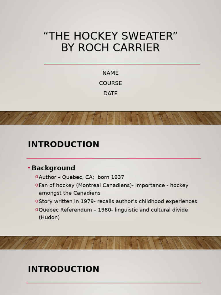 Sample+PPT-+Roch+Carrier's+ Hockey+Sweater | PDF | Ice Hockey