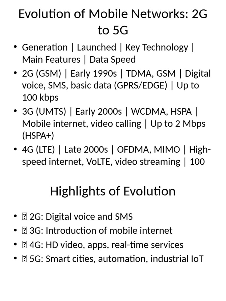Mobile Network Evolution: 2G to 5G | PDF