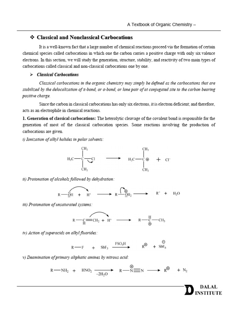 ATOOCV1 6 5 Classical and Nonclassical Carbocations | PDF | Chemical Reactions | Physical Sciences