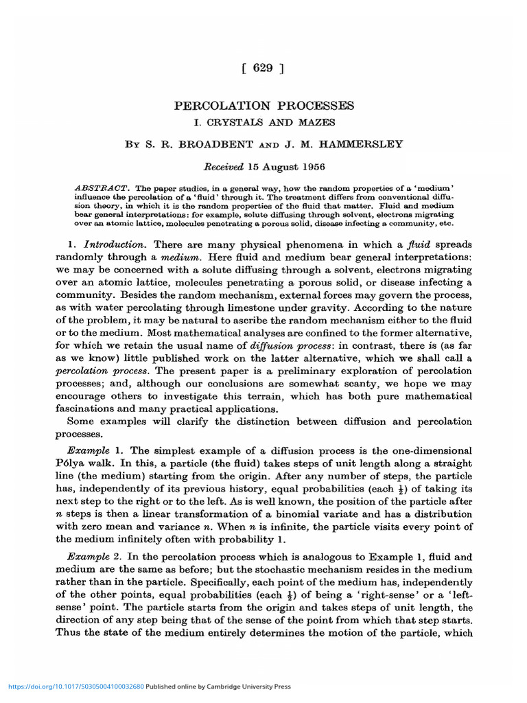 Understanding Percolation Processes | PDF | Diffusion | Sequence