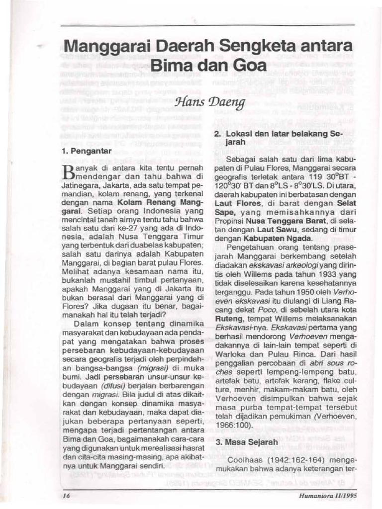 ID Manggarai Daerah Sengketa Antara Bima Dan Goa | PDF