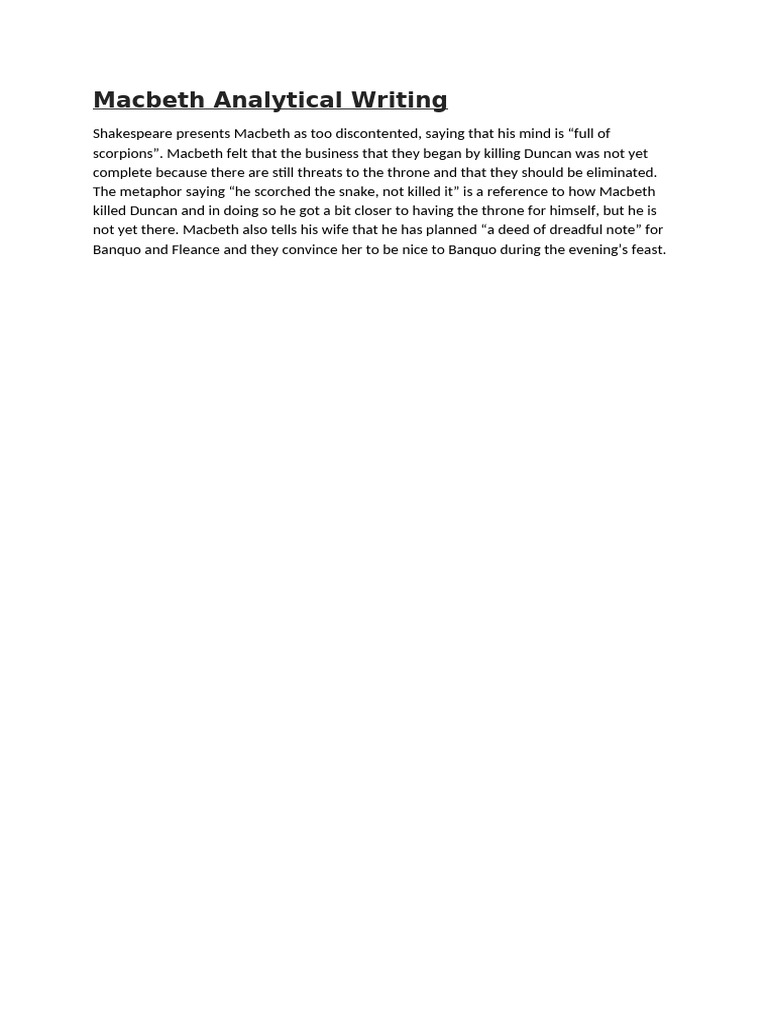 Macbeth Analytical Writing | PDF