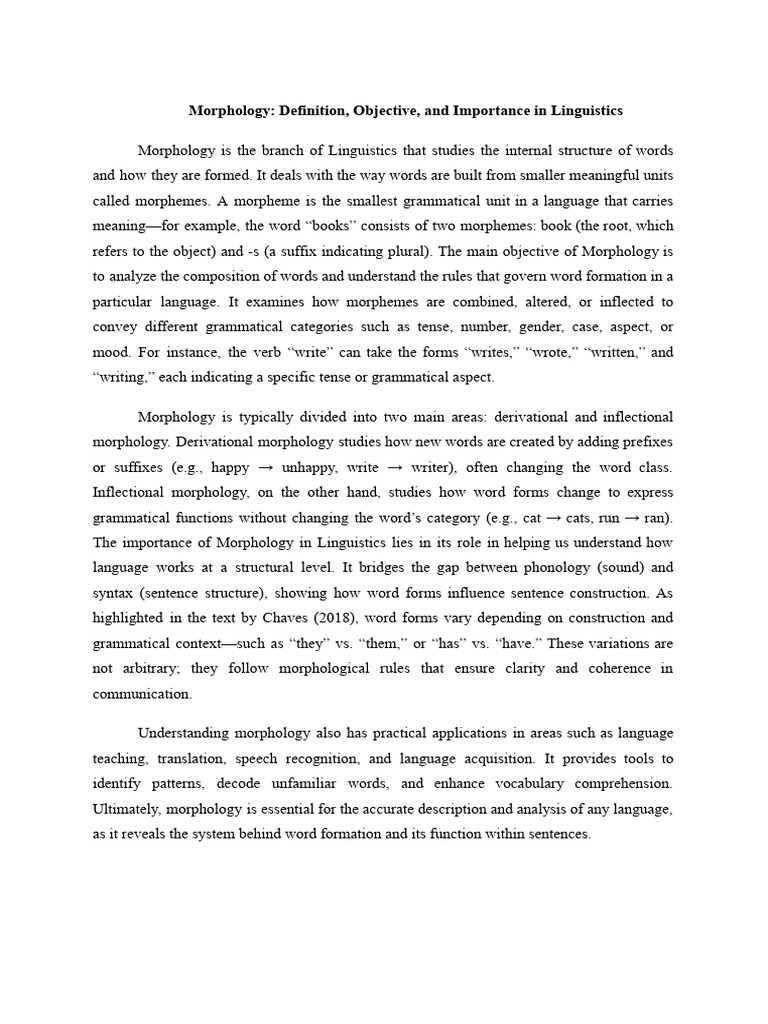 Understanding Morphology in Linguistics | PDF