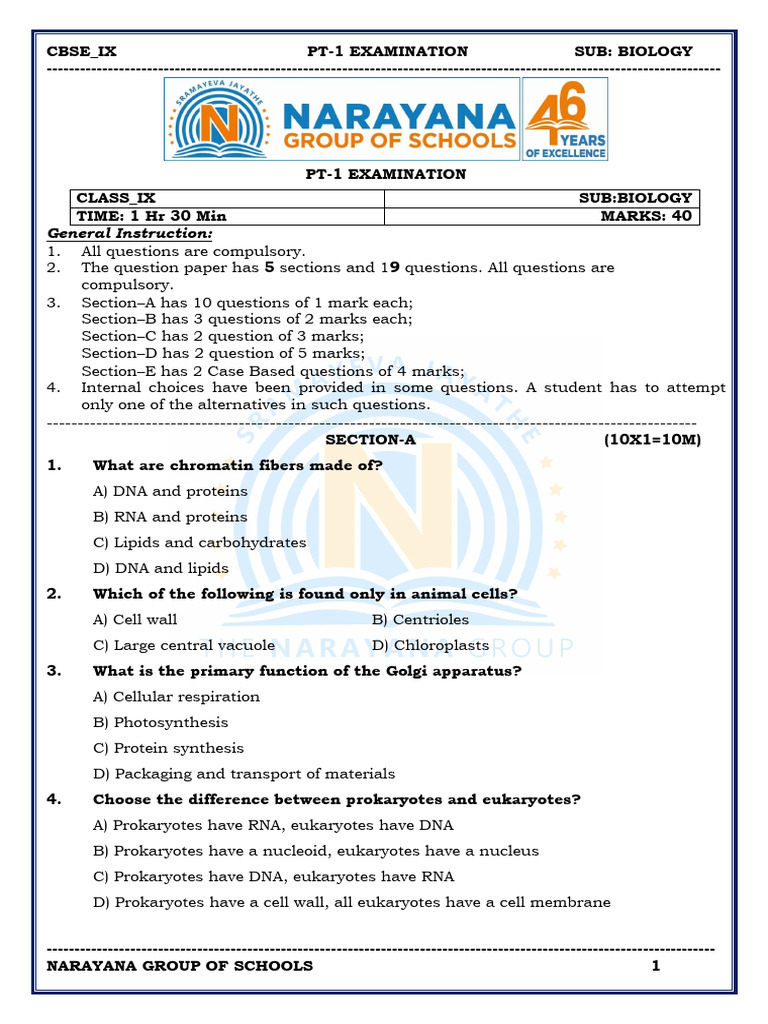 (N) Cbse Ix Biology-Pt-1-Assignment-Qp 20250531 195241 | PDF | Cell ...