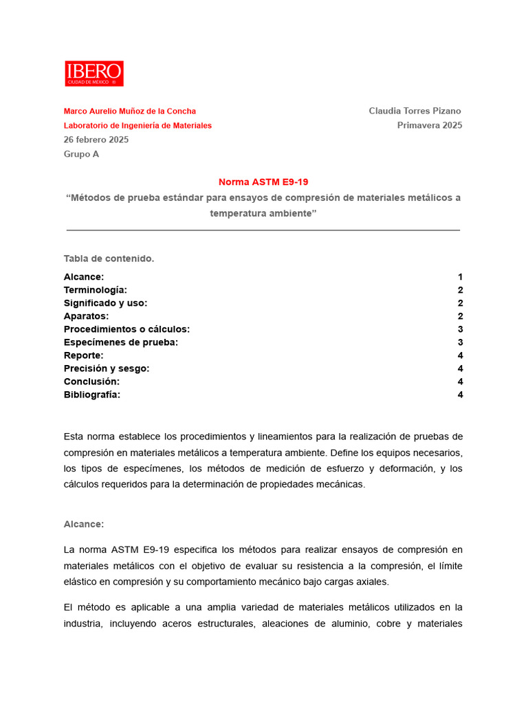 Norma ASTM E9 | PDF | Deformación (ingeniería) | Resistencia de materiales