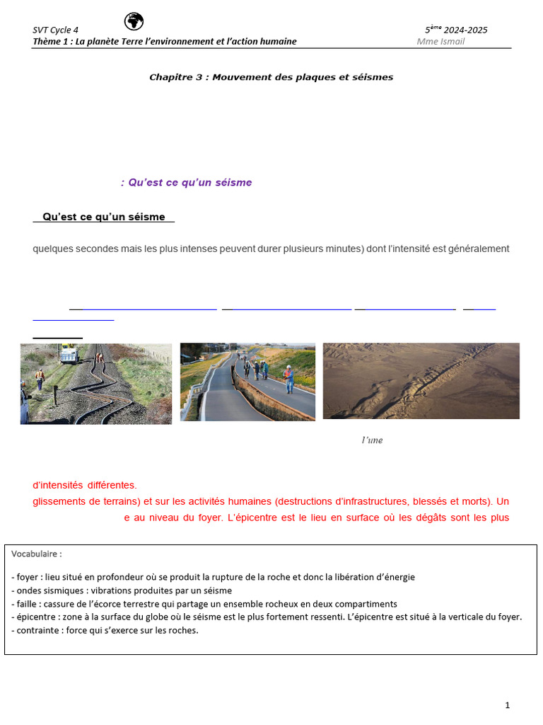 Corrigé de l'exercice sur les séismes | PDF | Tremblements de terre ...