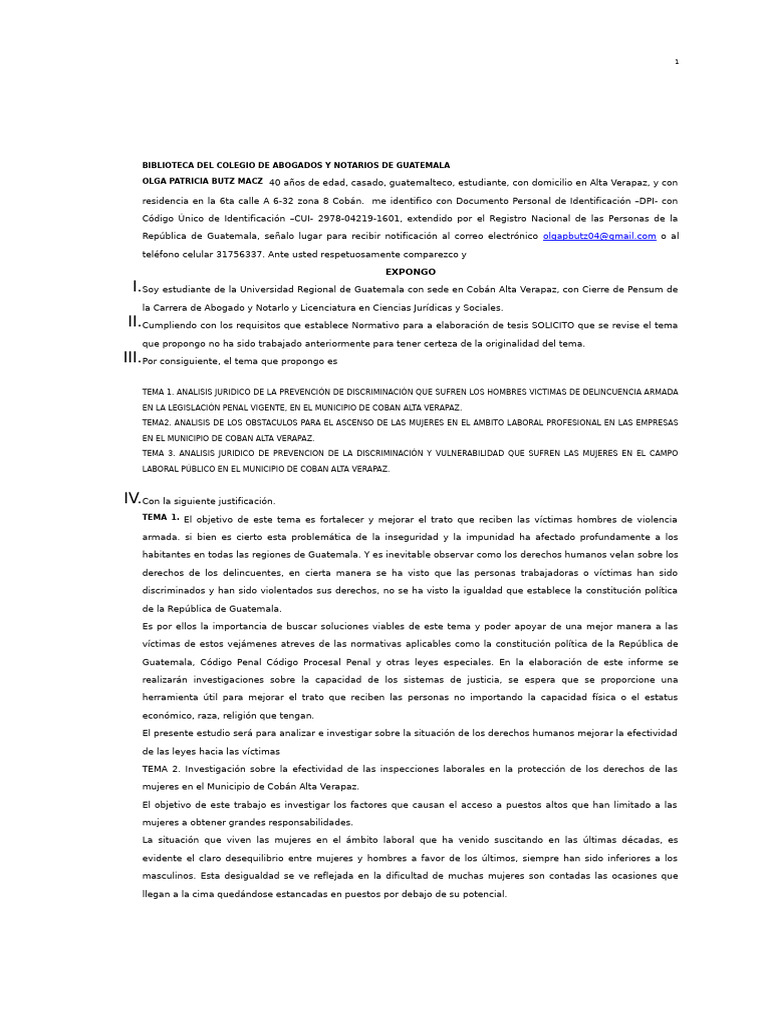 Memorial Sol. Negativa de Tema y Presentando Justificación (Olga | PDF | Igualdad de género ...