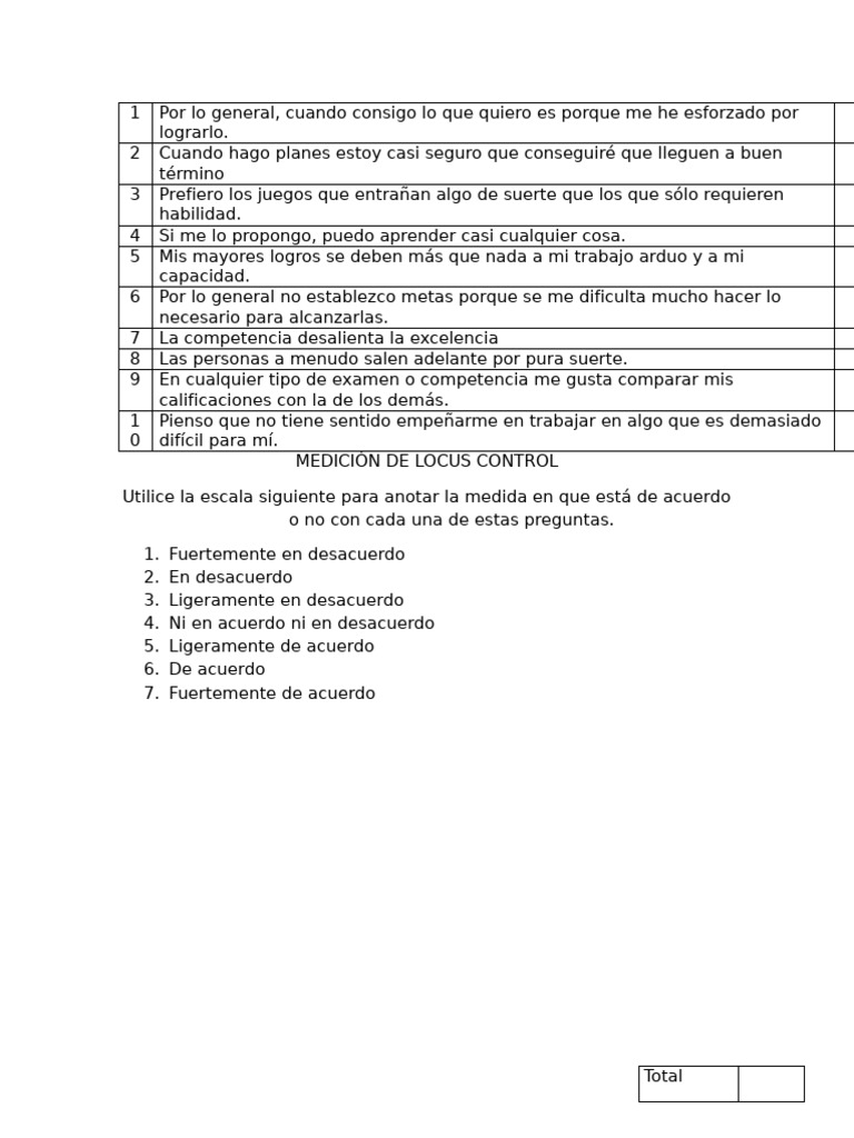 Trabajo Locus Control | PDF