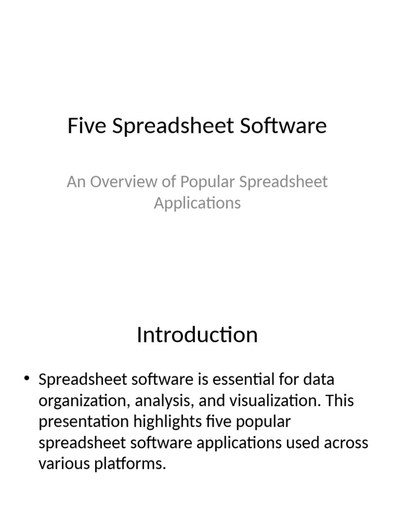 Five Spreadsheet Software | PDF