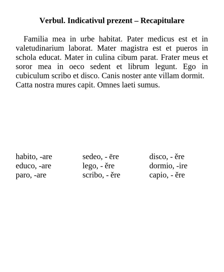 Verbul Recapitulare | PDF