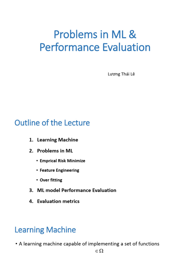 L2 - Problems in ML & Performance Evaluation | PDF | Cross Validation (Statistics) | Machine ...