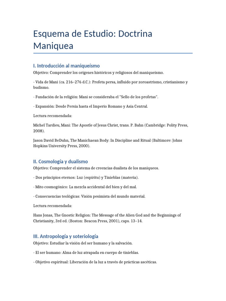 Esquema Doctrina Maniquea | PDF | Religiones religiosas | Religiones ...