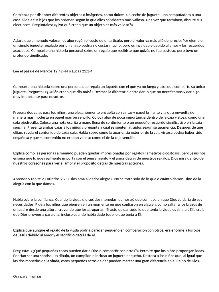 Enseñando el Valor del Dar a Niños | PDF | Amor