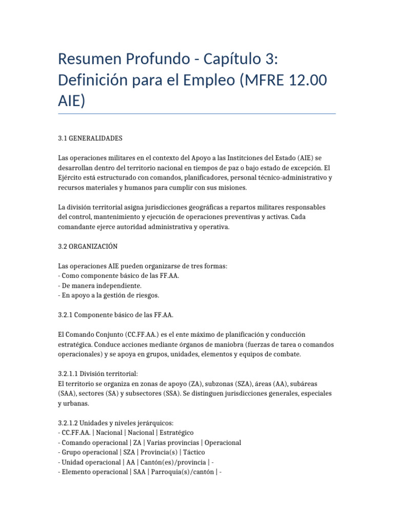 Resumen Profundo Capitulo 3 AIE | PDF | Militar