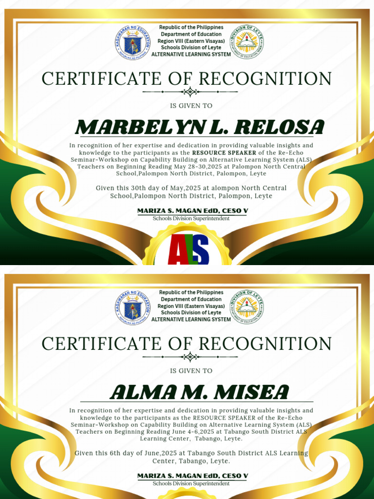 Green and Gold Simple Elegant Bordered Recognition Certificate | PDF