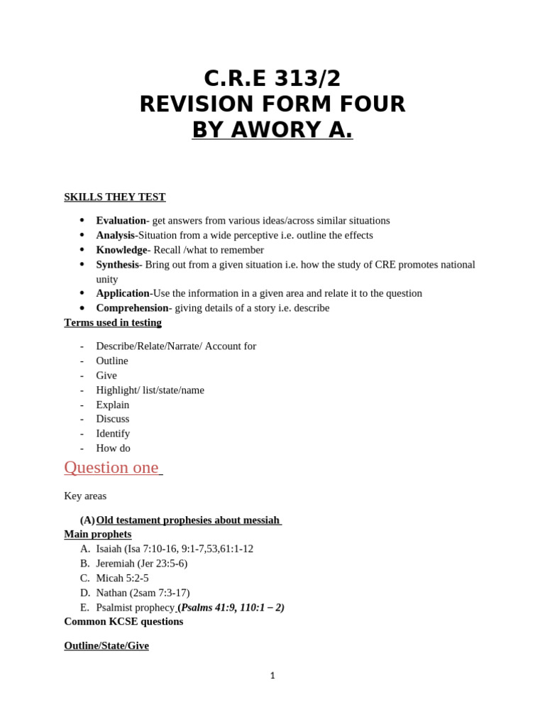 CRE REVISION TOOL FOR FORM FOURS | PDF | John The Baptist | Jesus