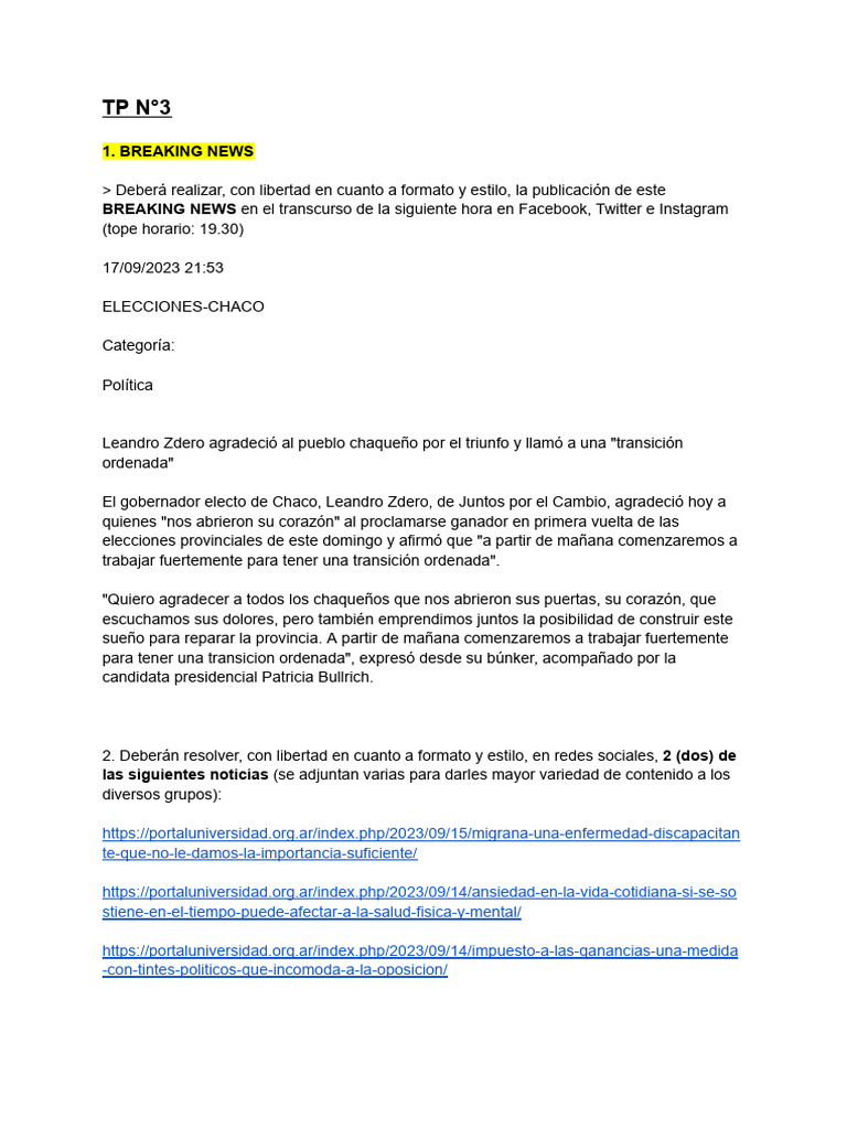 Consigna TP N°3 | PDF | Eventos políticos | Gobierno