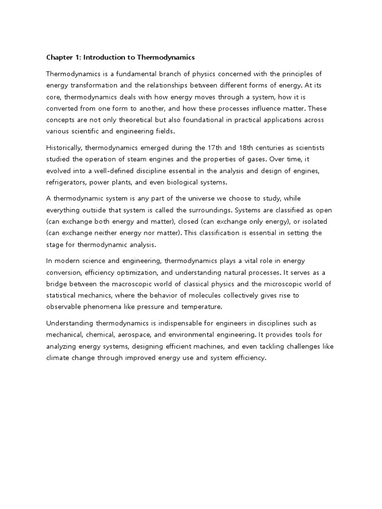 Thermodynamics Chp1 Introduction To Thermodynamics | PDF