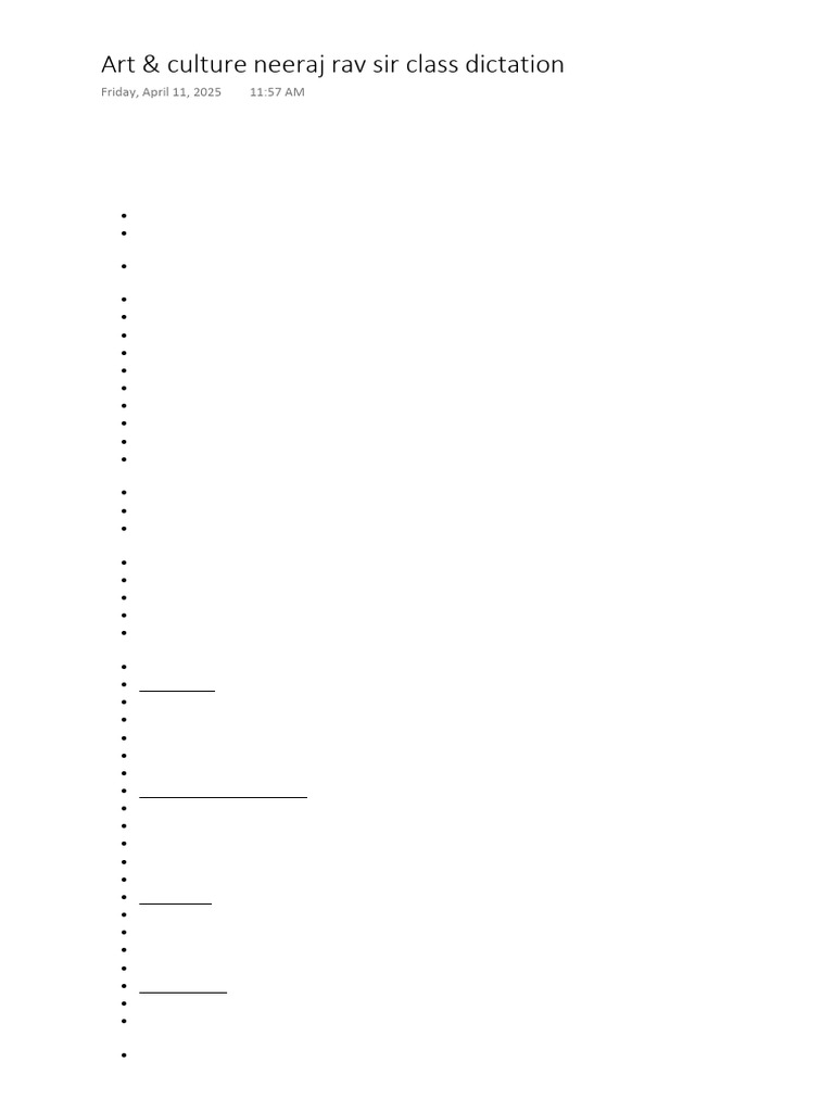 Art & culture neeraj rav sir class dictation-1 | PDF