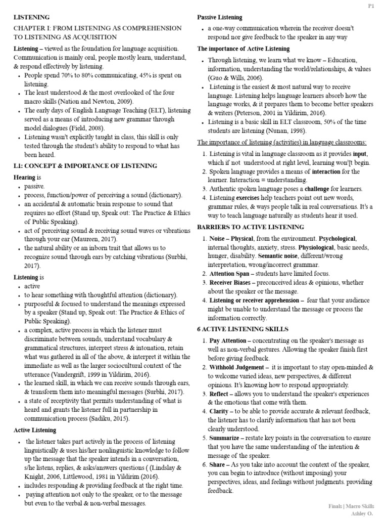 Finals, Listening Skill Reviewer | PDF | Nonverbal Communication | Semantics