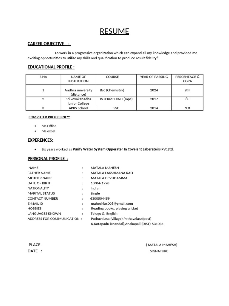 Resume Mohan 01 | PDF