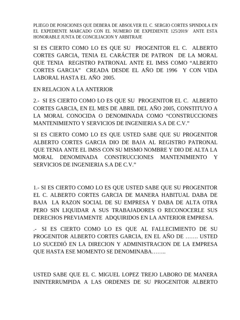 PLIEGO DE POSICIONES LABORAL | PDF