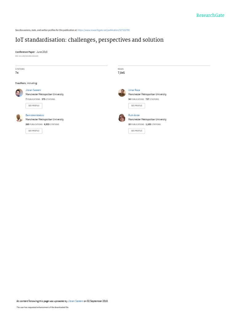 Iot Standardisation Challenges | PDF | Internet Of Things | Computer Security