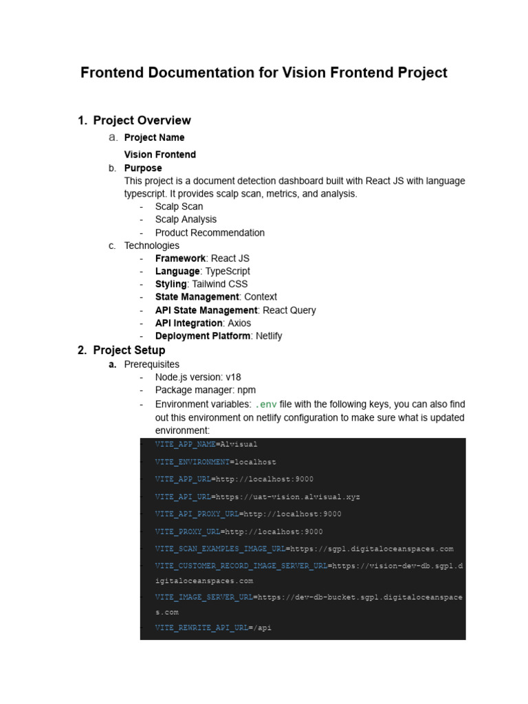 Frontend Documentation For Vision Frontend Project | PDF | Computing | Software Engineering