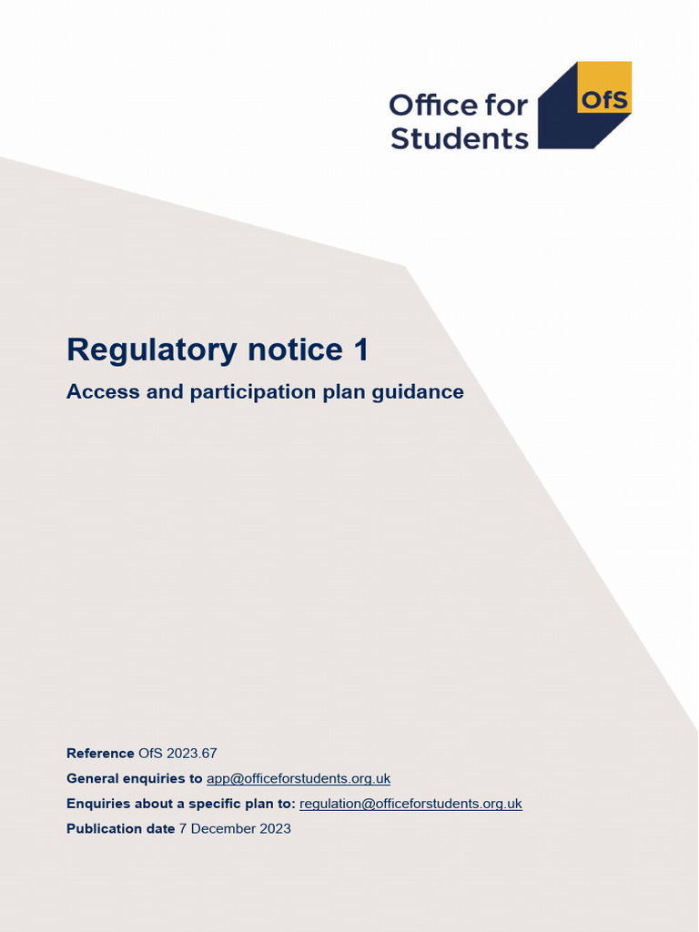 Regulatory Notice 1 Access and Participation Plan Guidance May 2025 ...