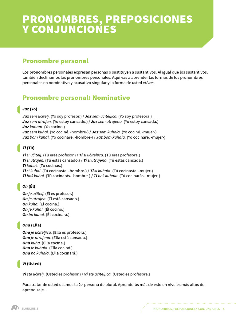 Pronombres Preposiciones y Conjunciones | PDF | Género gramatical | Adjetivo