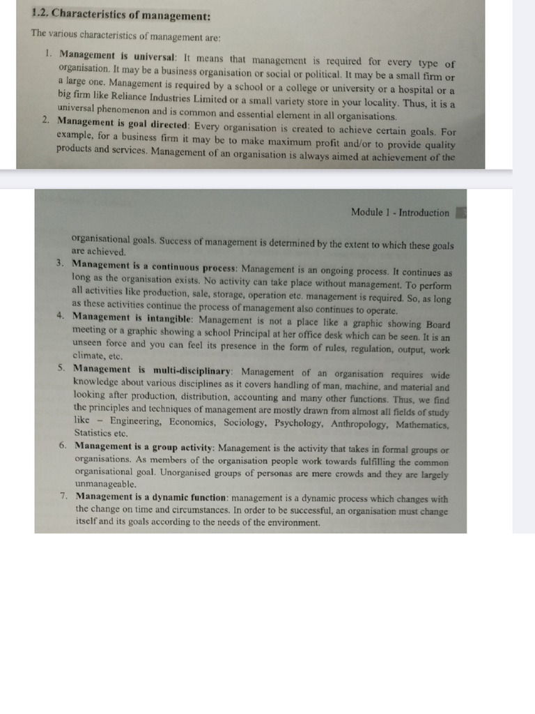 Characteristics of Management | PDF