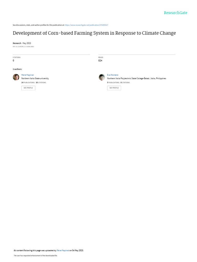 Development of Corn-Based Farming System in Response To Climate Change ...