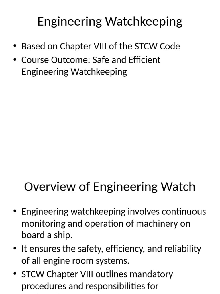 Engineering Watchkeeping Presentation | PDF | Engineering