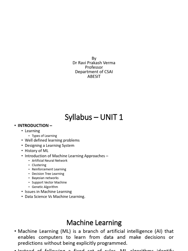 Overview of Machine Learning Techniques | PDF | Machine Learning ...