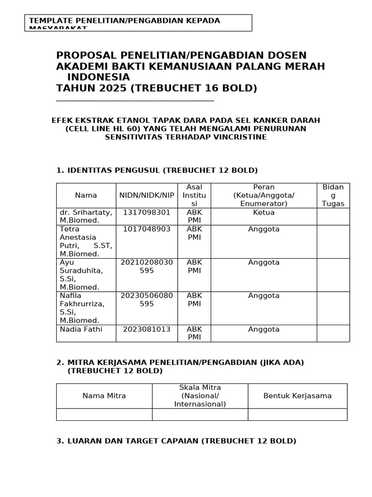 Template Proposal Penelitian Atau PkM | PDF