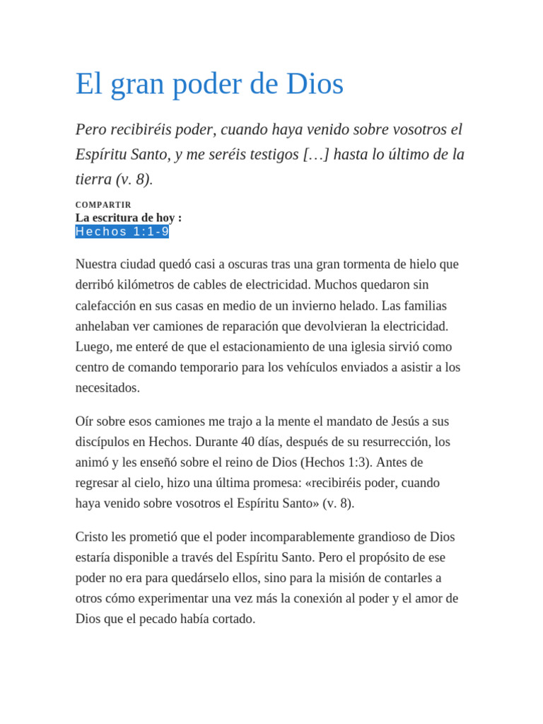 El Gran Poder de Dios | PDF