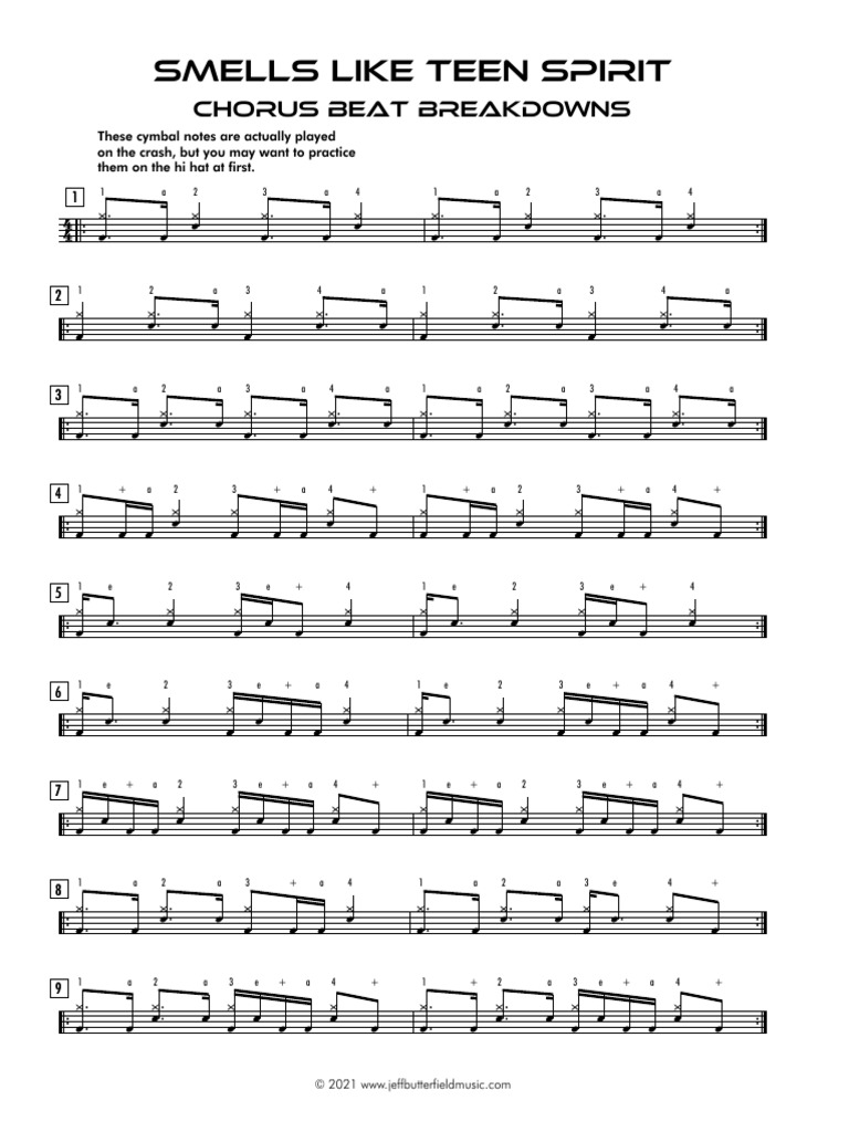 Smells Like Teen Spirit Chorus Beat Breakdowns | PDF | American Styles ...