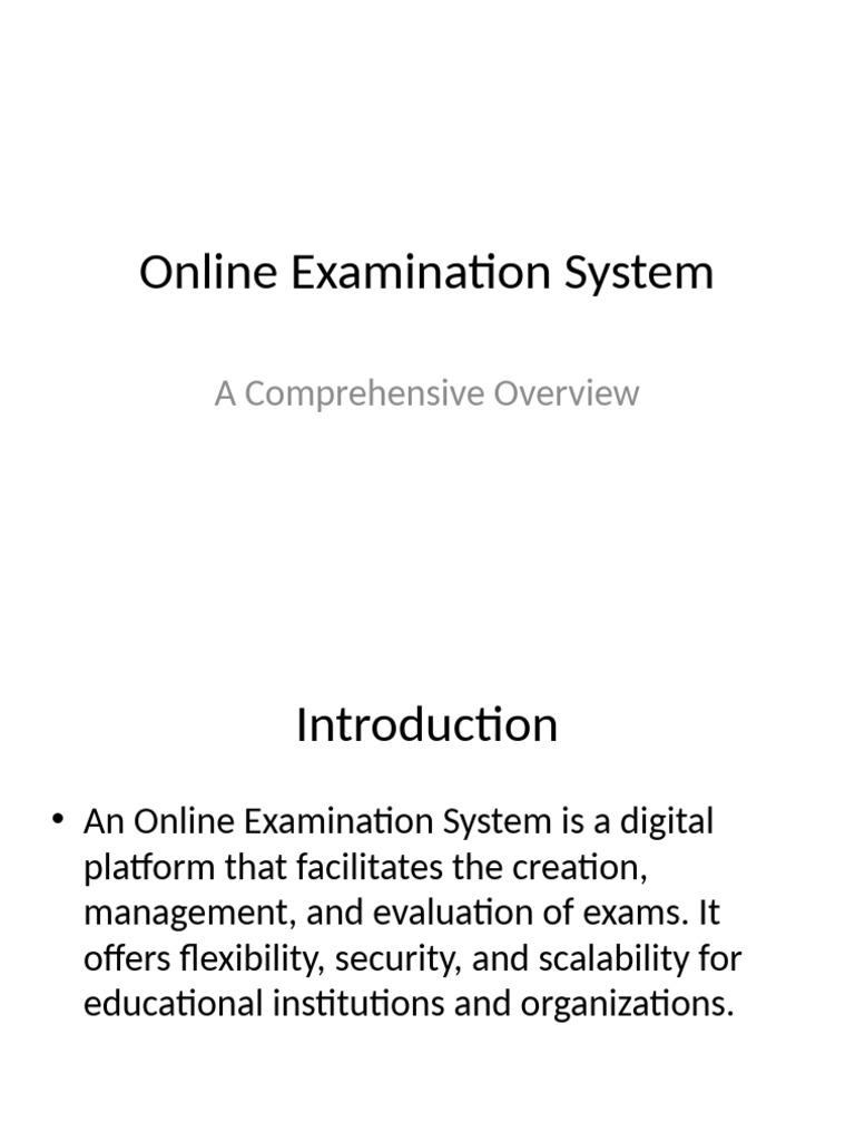 Online Examination System Presentation Pdf