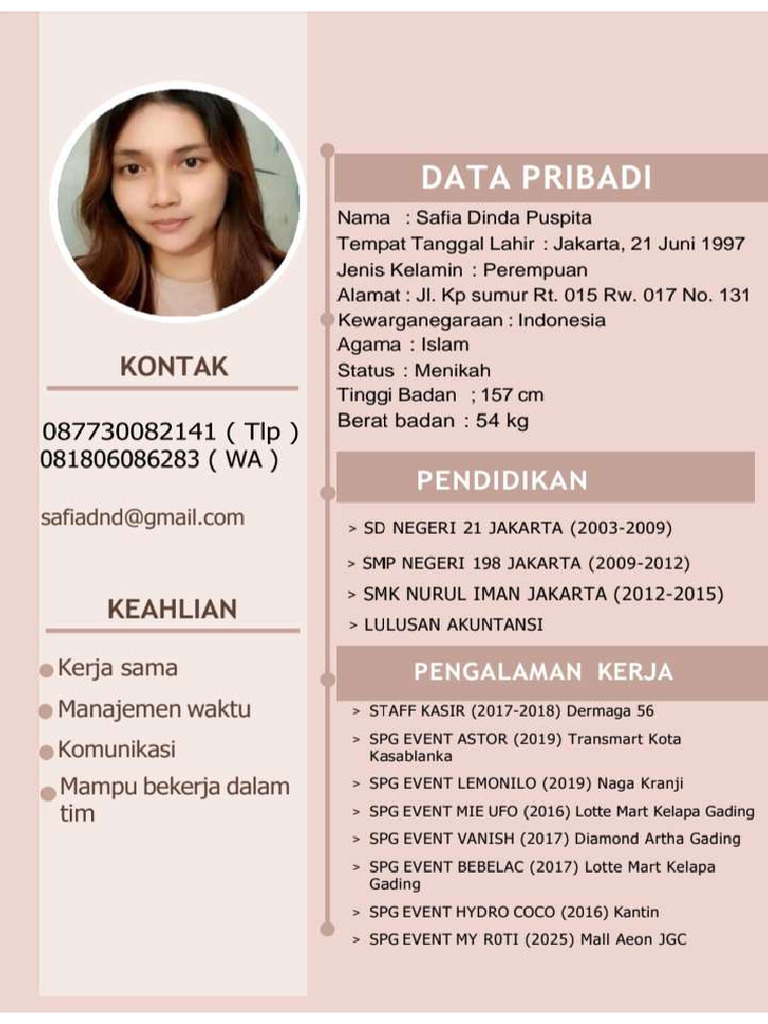 Lamaran Safia Dinda Puspita | PDF