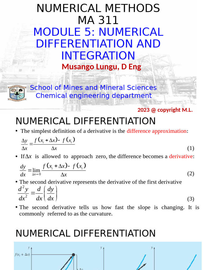 Module 5 Numerical Differentiation and Integration | PDF | Finite Difference | Integral