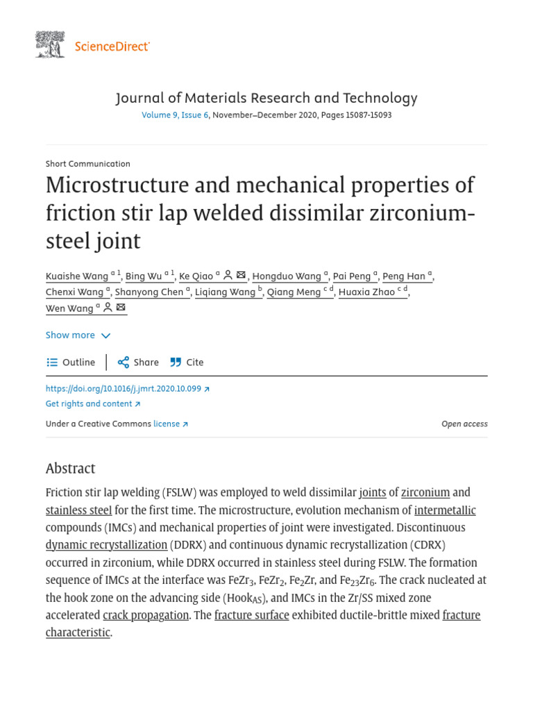 Microstructure and Mechanical Properties of Friction Stir Lap Welded ...