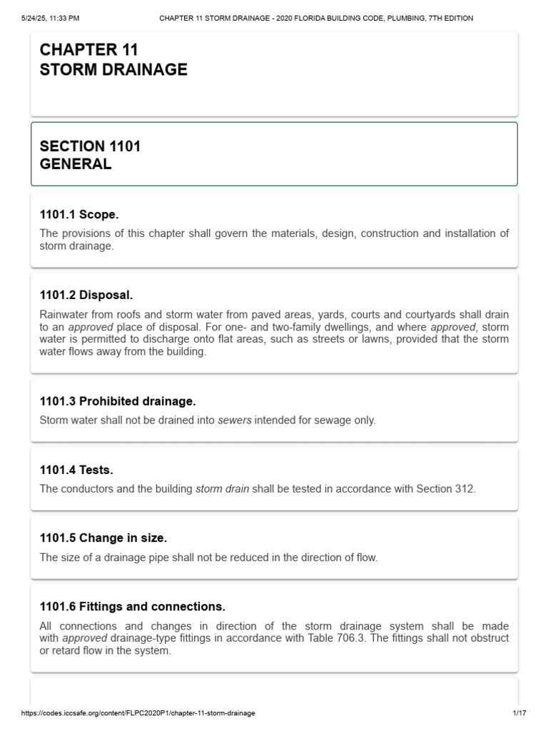 Chapter 11 Storm Drainage - 2020 Florida Building Code, Plumbing, 7th Edition | PDF | Storm ...