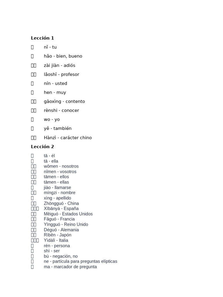 Vocabulario L1-L9 | PDF | Cocina