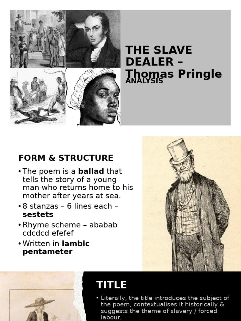 Grade 12 - English FAL - Poem 8 - The Slave Dealer - Analysis | PDF ...