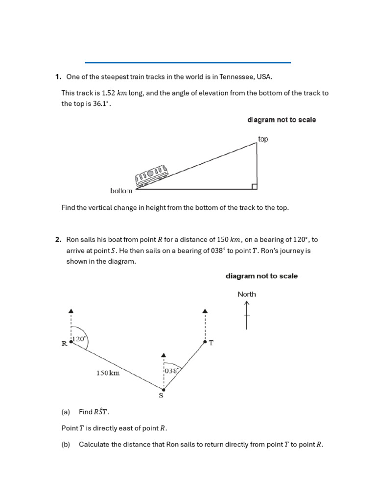 Trig Applications Angles of Elevation and Depression and Bearings ...