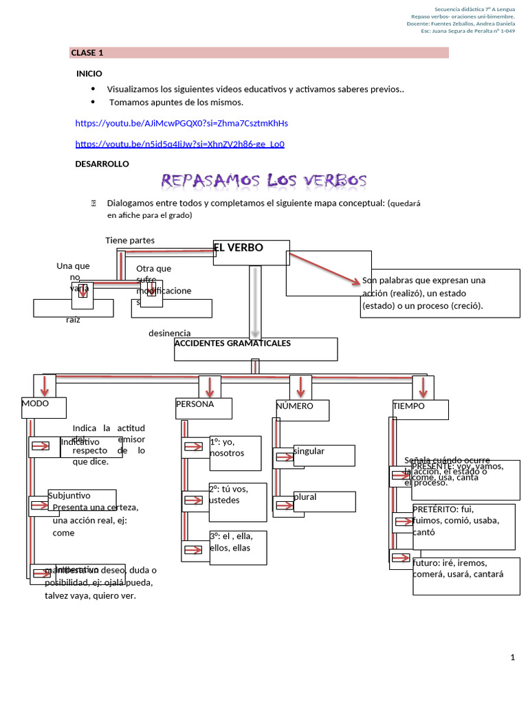 Repaso de Verbos y Oraciones en Lengua | PDF | Verbo | Oración ...