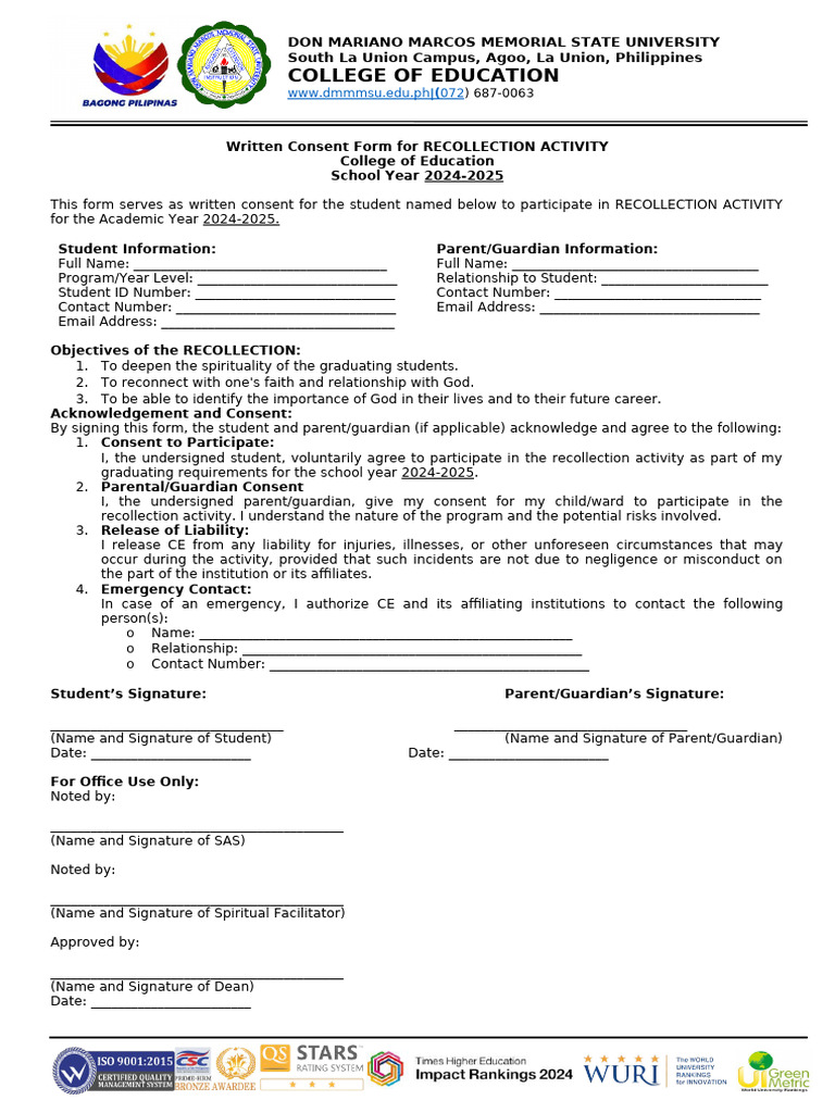 Written Consent Form For Recollection | PDF | Consent | Common Law