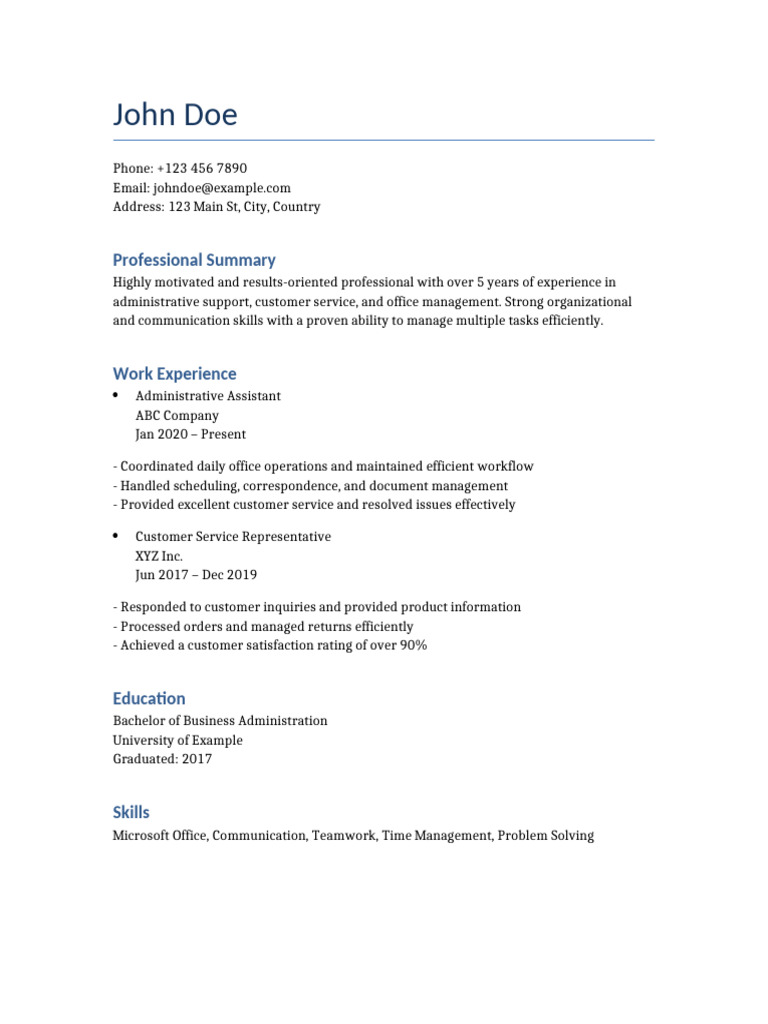 Sample CV | PDF