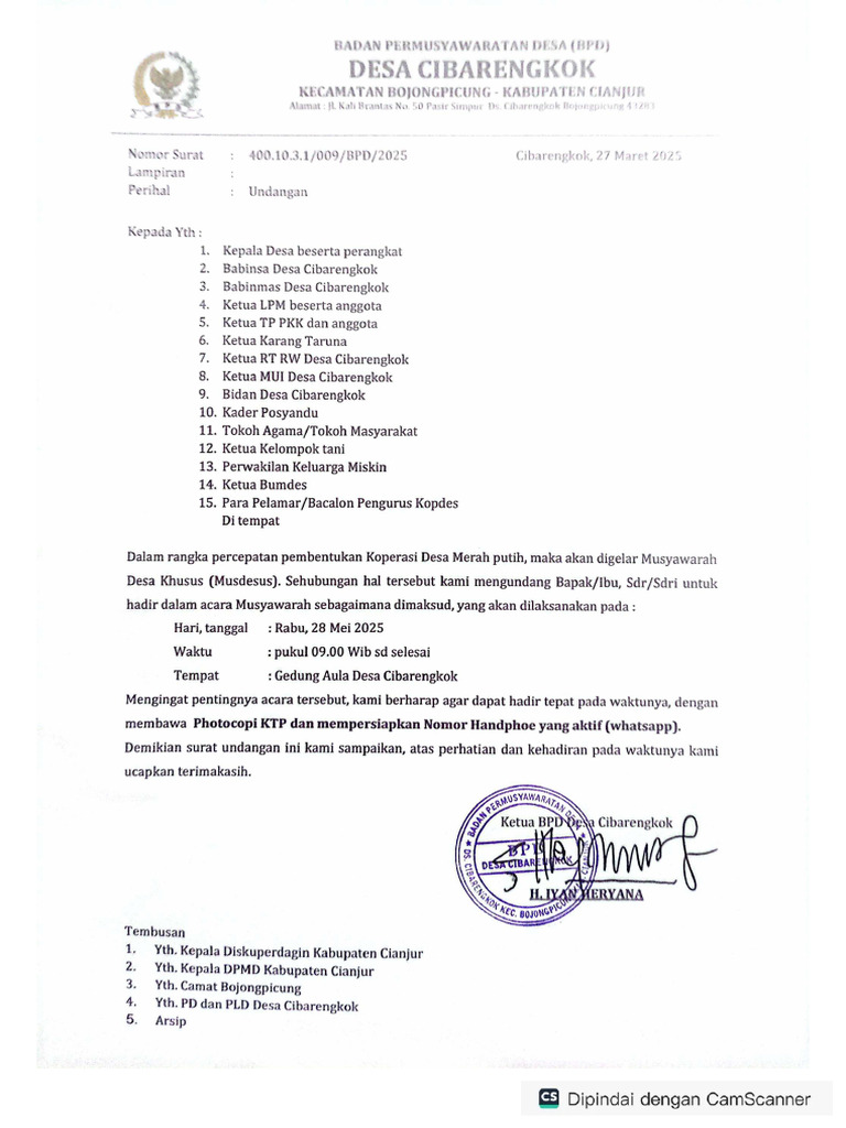 Undangan Rapat Pembentukan Koperasi Merah Putih | PDF