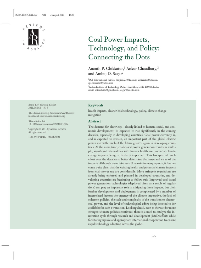 Coal Power Impacts Technology and Policy | PDF | Particulates | Air ...